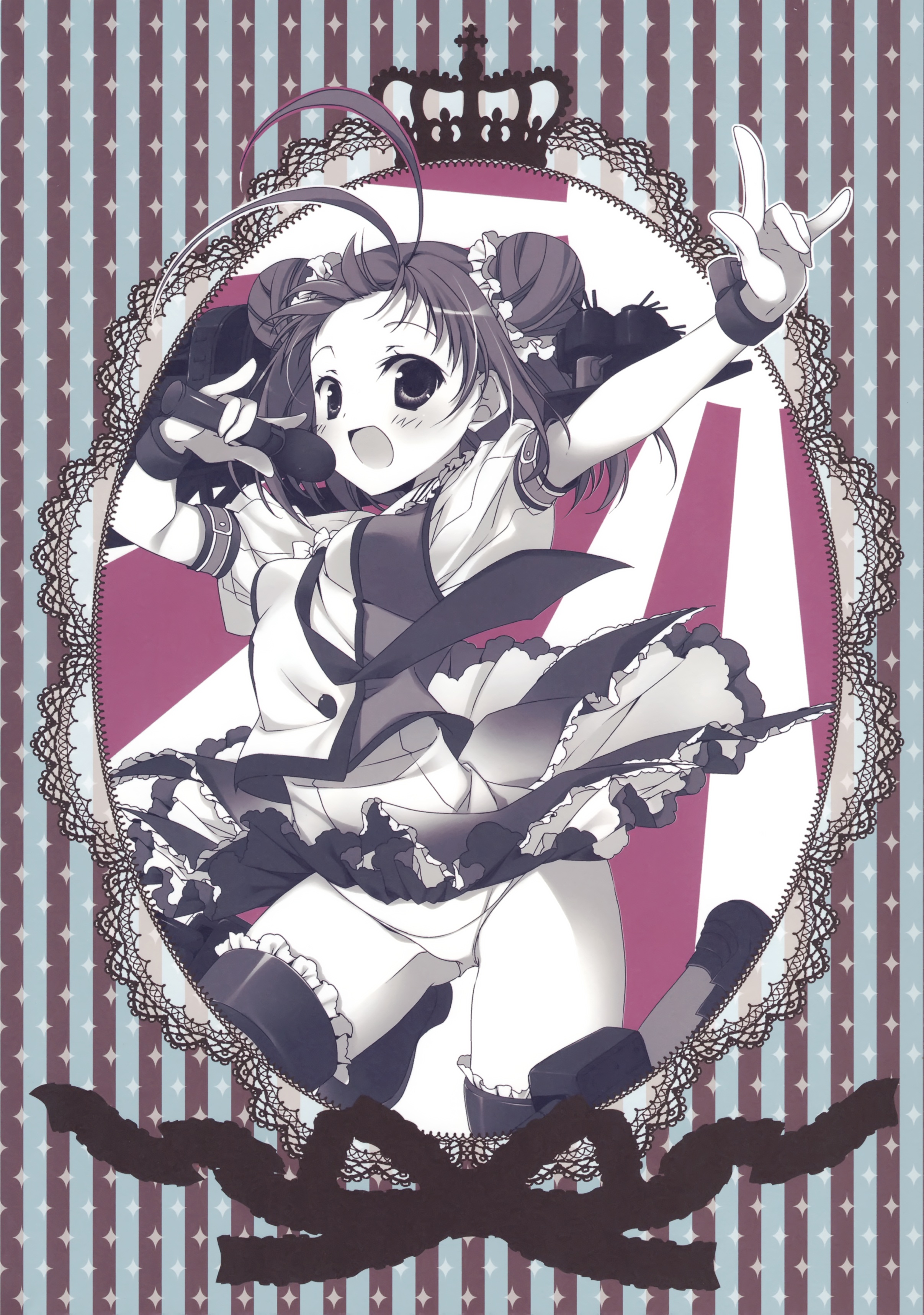 necotoxin inugami kira kantai collection naka (kancolle) monochrome pantsu skirt lift string ...